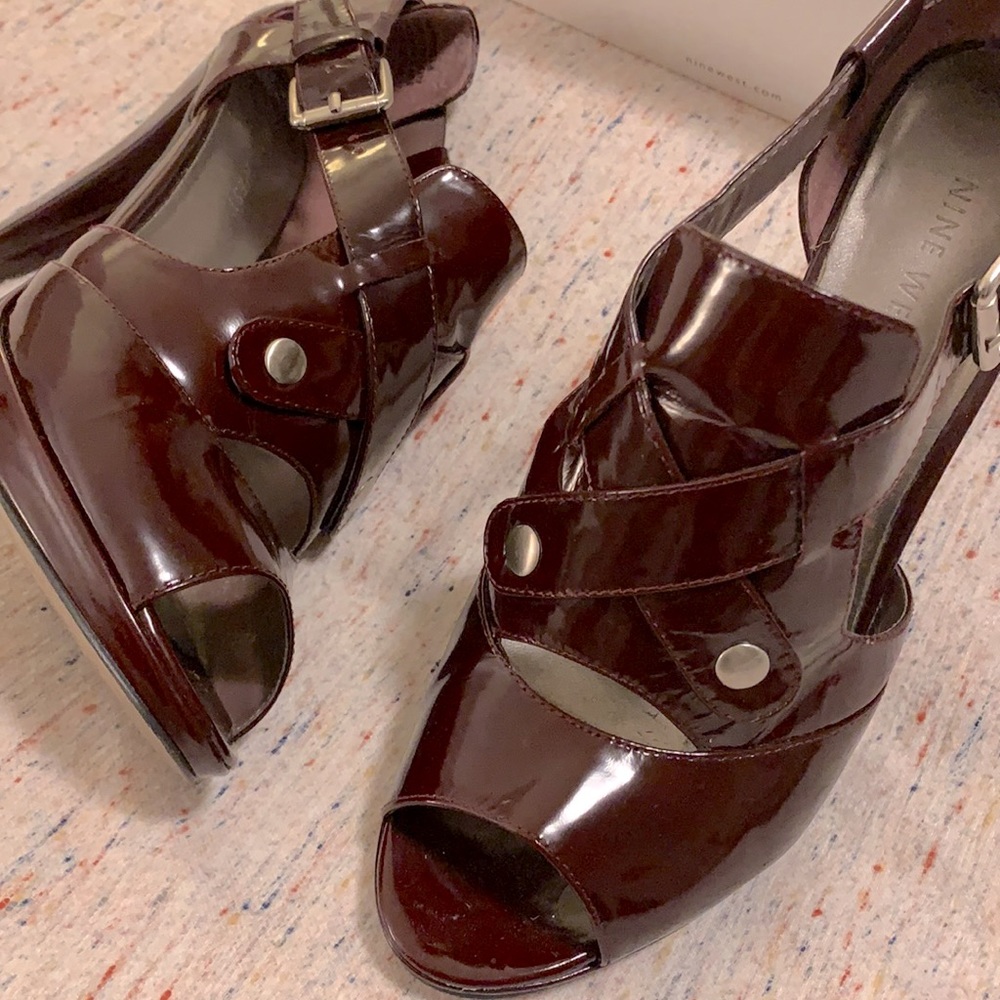 Burgundy Patent Leather Heel - Gem